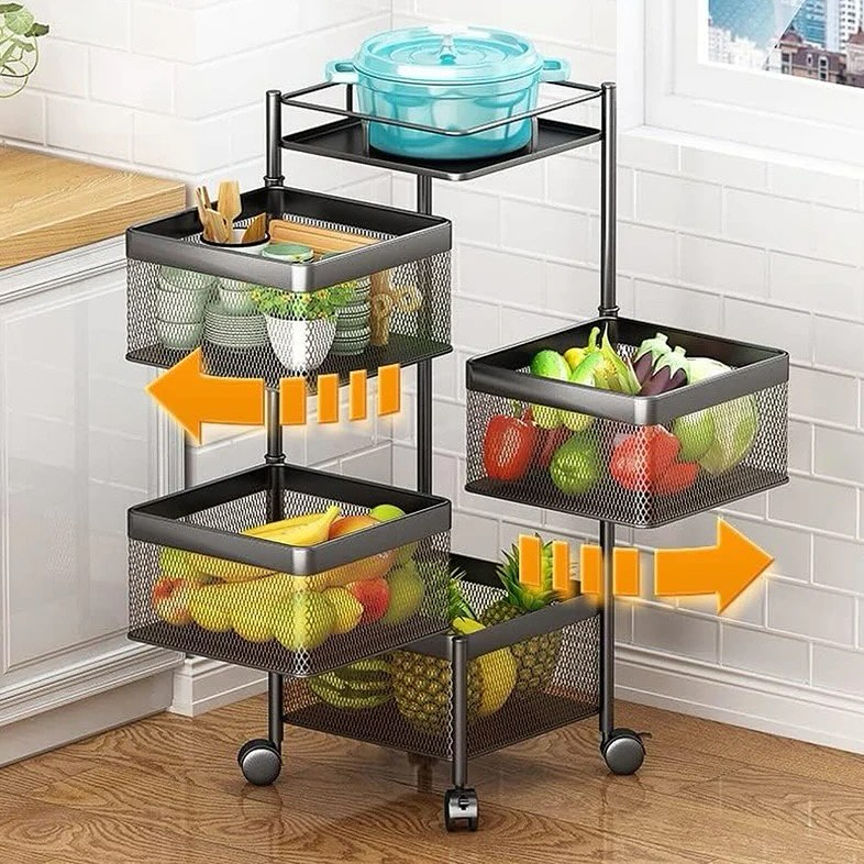 5 Layer Square Shape Kitchen Rack - Aamar Dokan